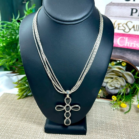 Brighton | Jewelry | Brighton Necklace Reversible Cross Silver Black ...
